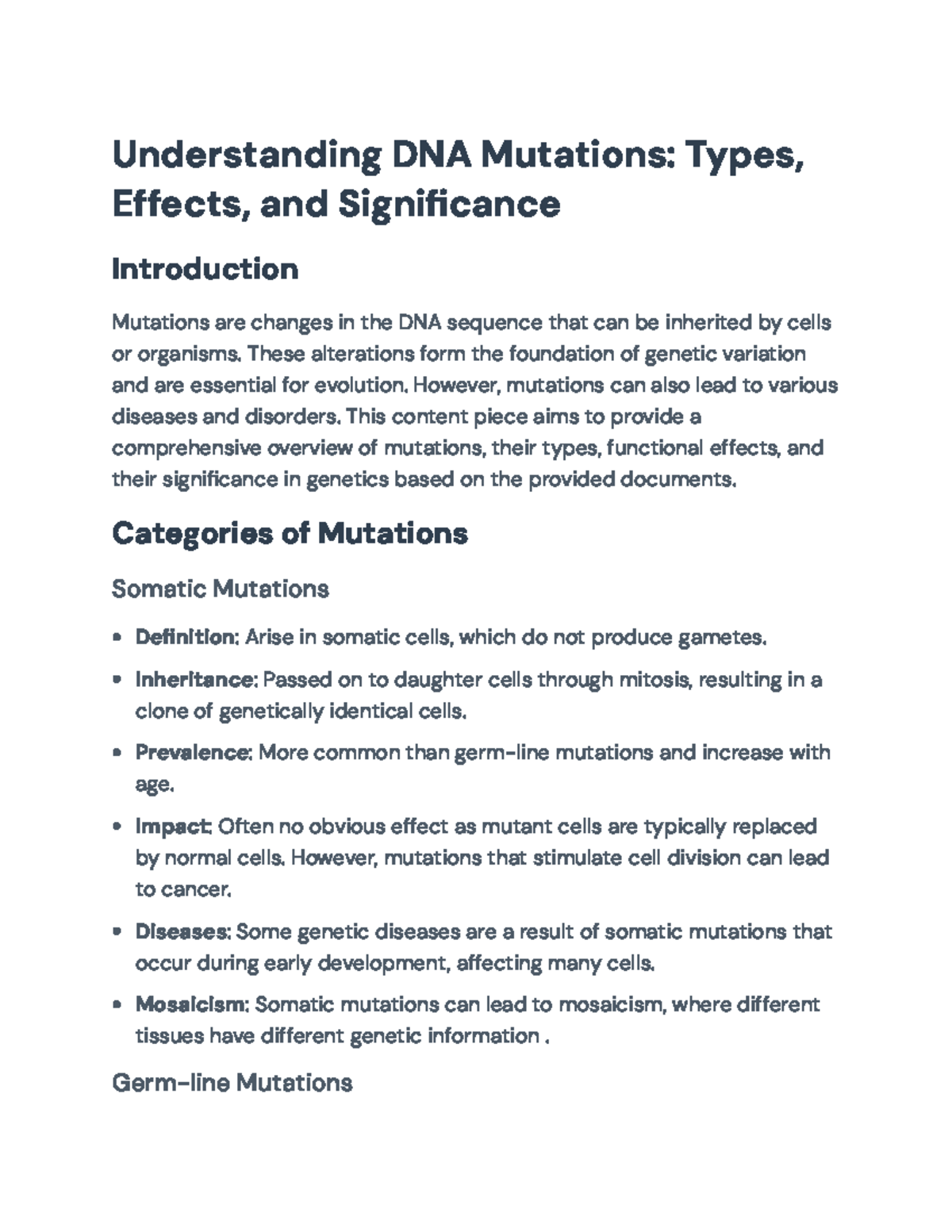 Understanding DNA Mutations: Types, Effects, and Genetic Significance ...