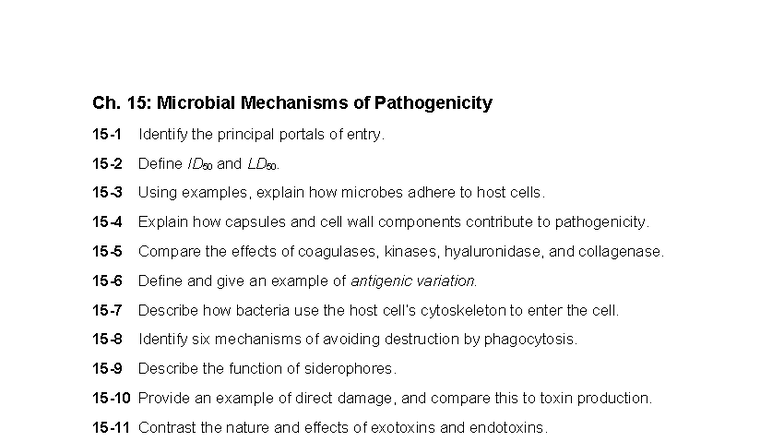 Ch. 15: Key Concepts on Microbial Pathogenicity Mechanisms - Studocu