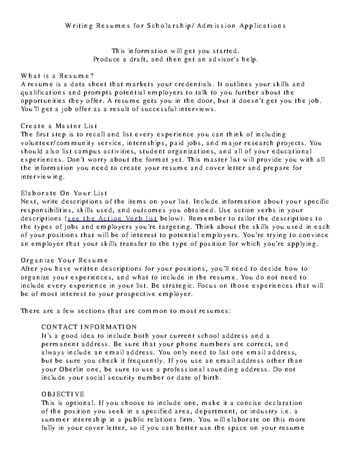 Academic Resume Template for Applications - Studocu