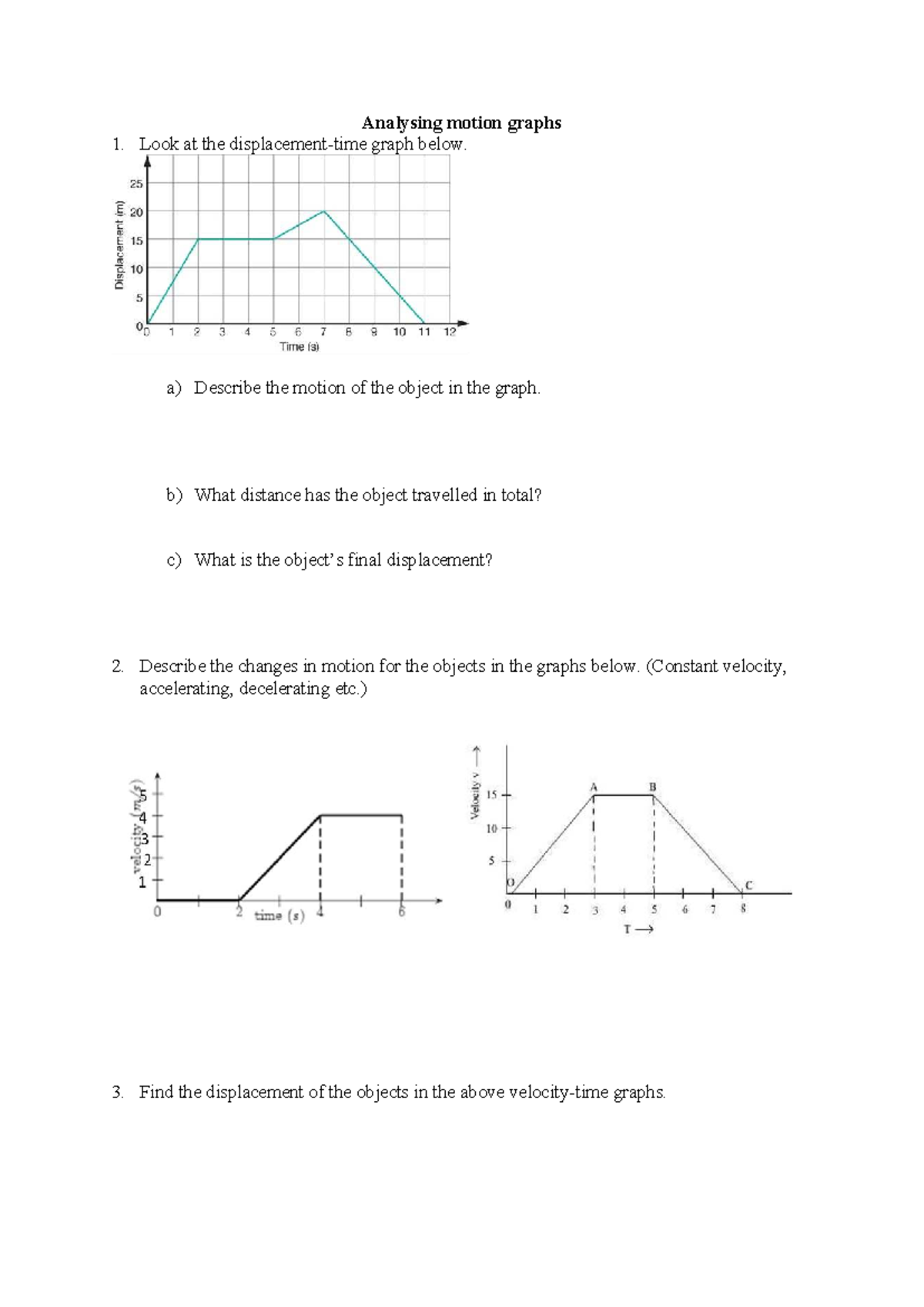 Graphing Motion Analysis: Displacement & Velocity in Motion Graphs (05 ...