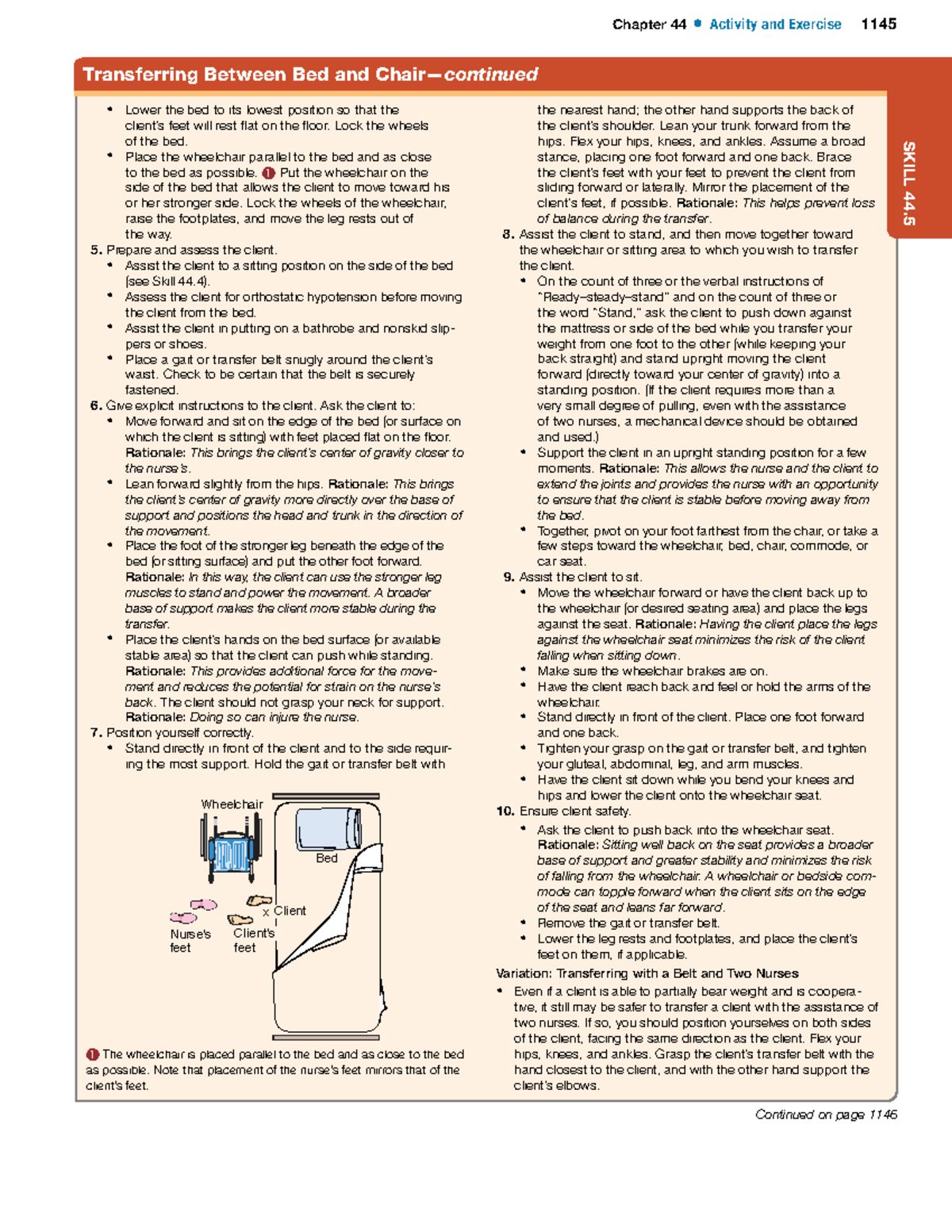 Chapter 44: Activity & Exercise - Transferring Between Bed & Wheelchair ...