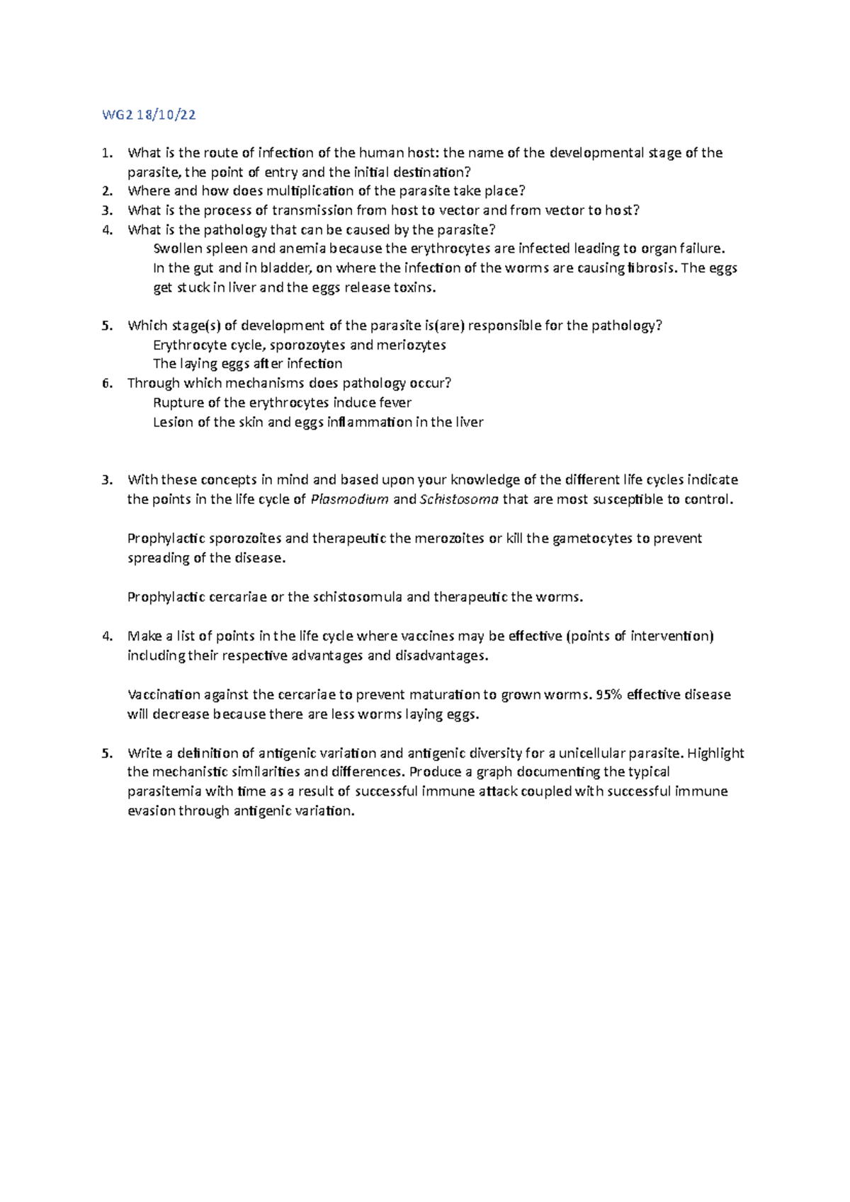 WG2: Infectious Agents and Host-Parasite Interactions Analysis ...