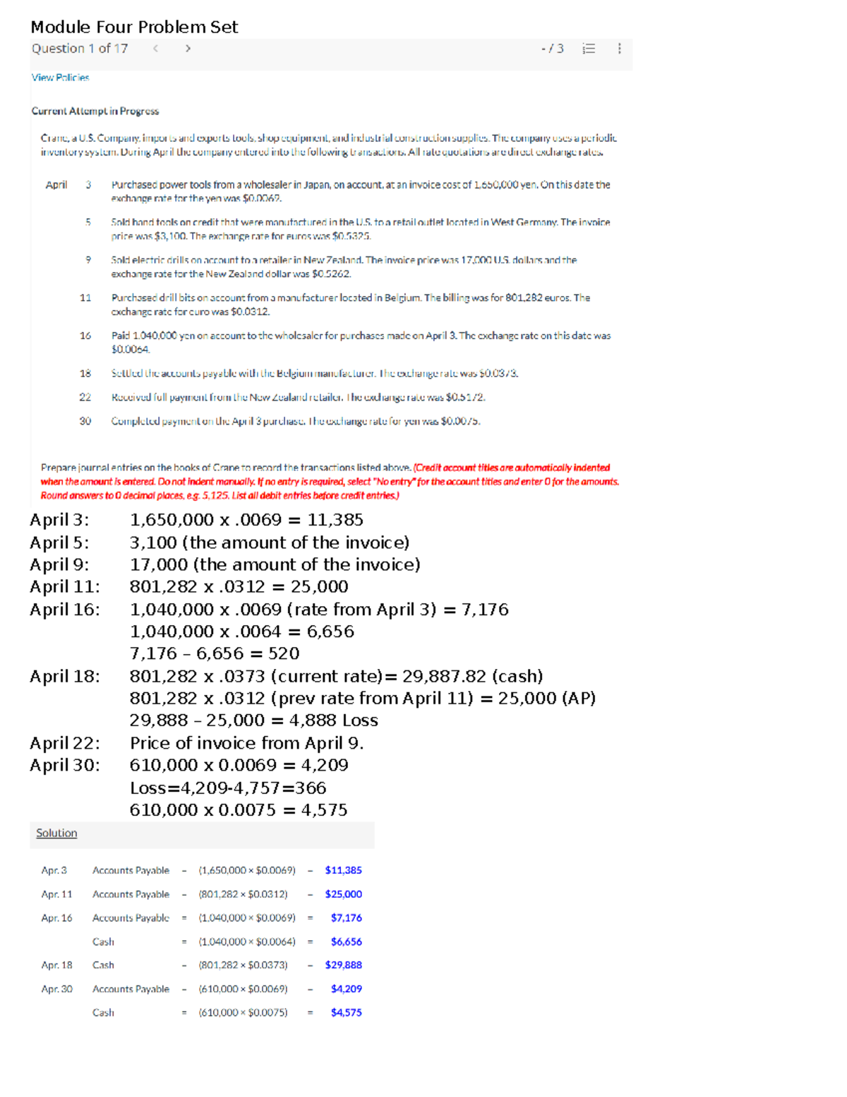 ACC 101 Module 4 Problem Set: Currency Transactions & Gains/Losses - Studocu