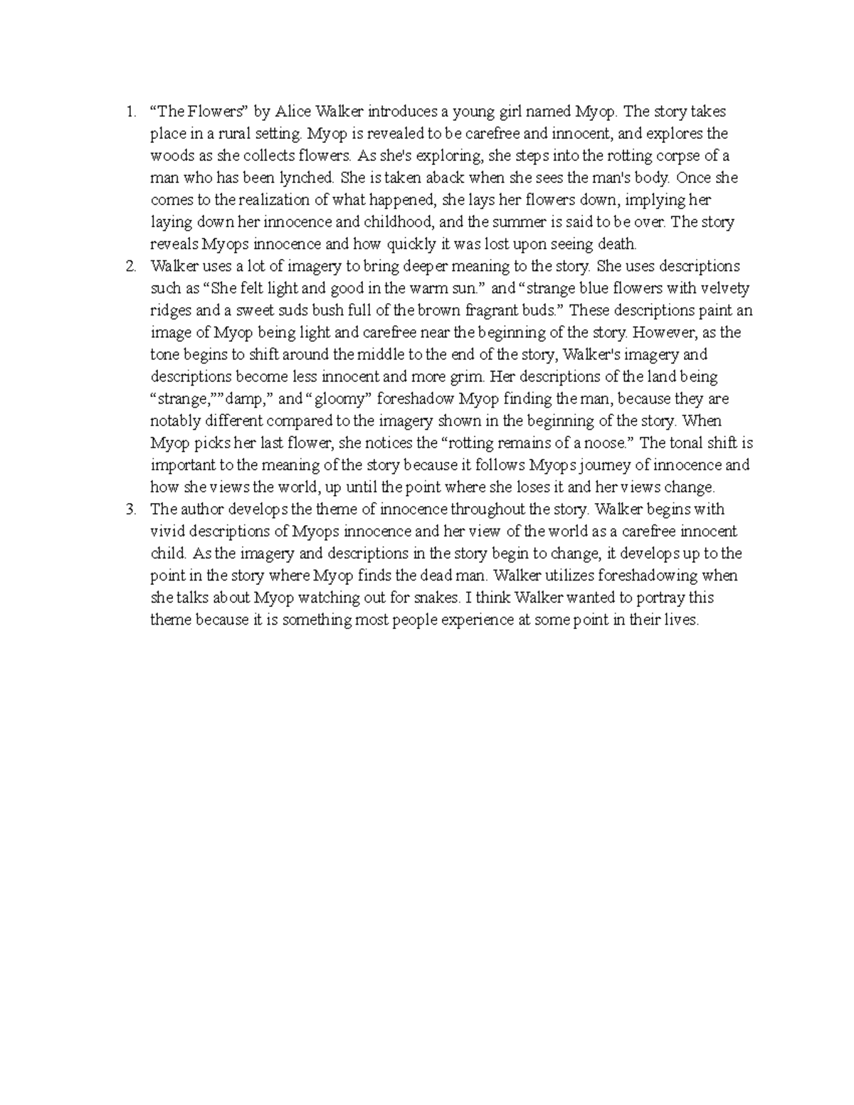 "The Flowers" by Alice Walker - “The Flowers” by Alice Walker ...