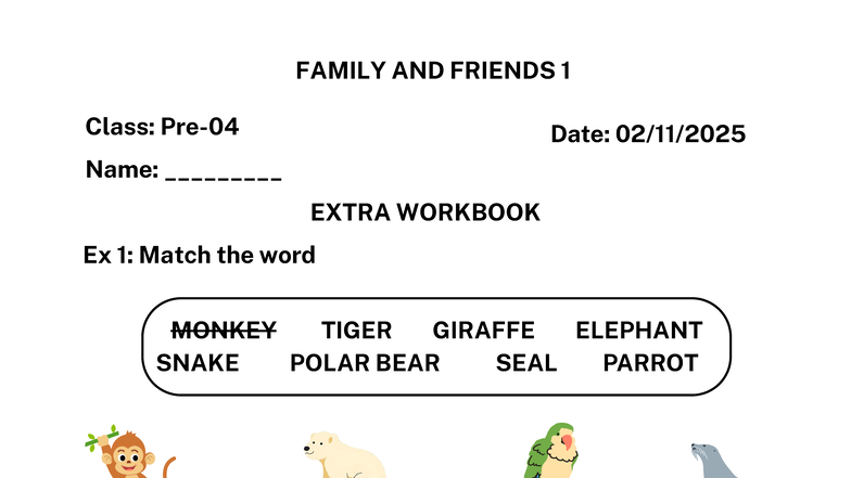 Worksheet 20251102 141700 0000 - English - MONKEY TIGER GIRAFFE ...