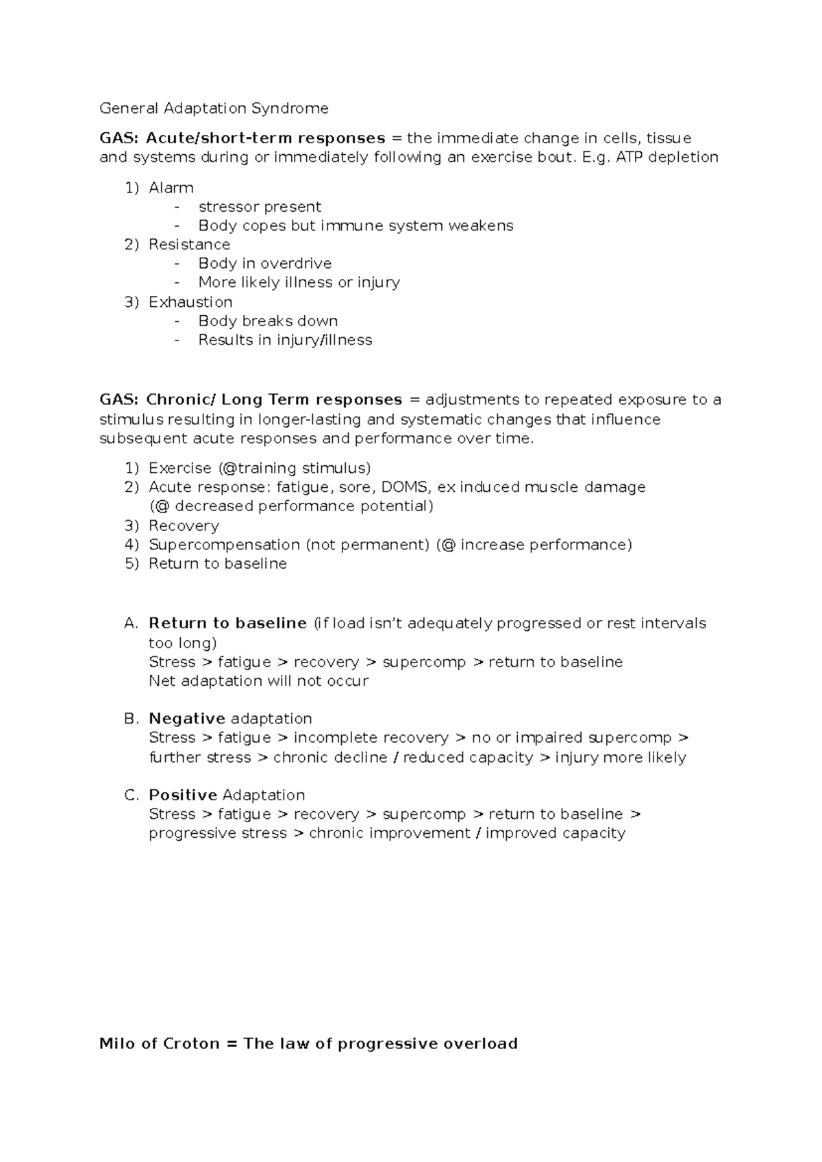 Therapy Lecture - General Adaptation Syndrome GAS: Acute/short-term ...