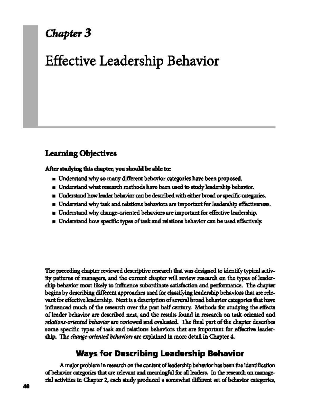 Chapter 3: Effective Leadership Behavior - Key Insights and Objectives ...