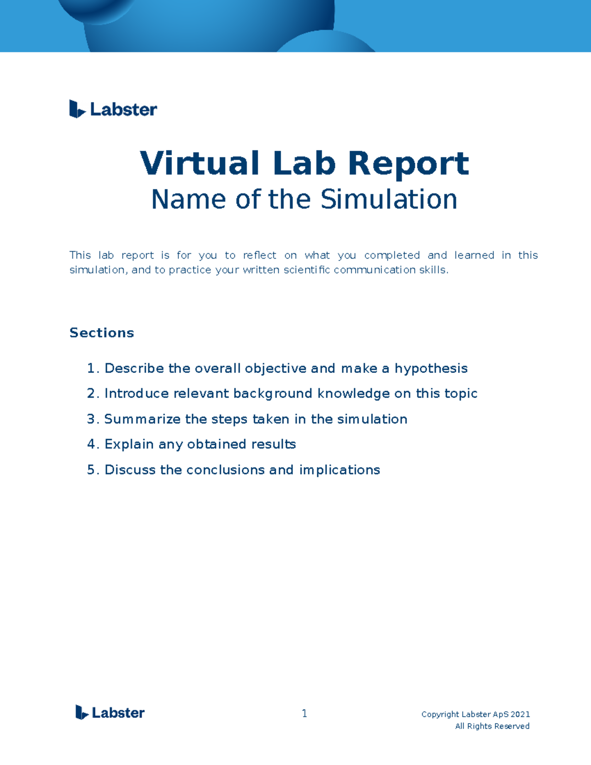 Lab 4 - lab 4 - Virtual Lab Report Name of the Simulation This lab ...