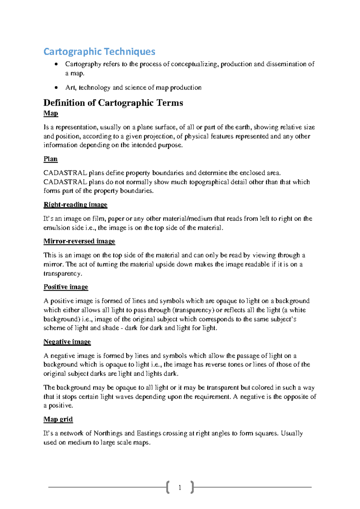 Cartography-2: Comprehensive Notes on Cartographic Techniques - Studocu