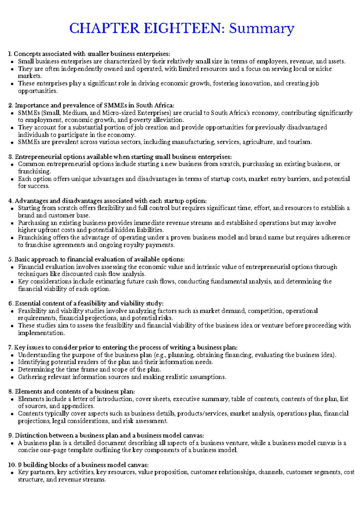 EB121 - SU4 - Summary of Small Business Management & Entrepreneurship ...