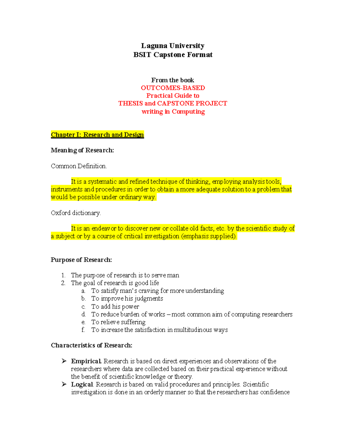 Capstone Research & Design Overview for BSIT (1709075151) - Studocu