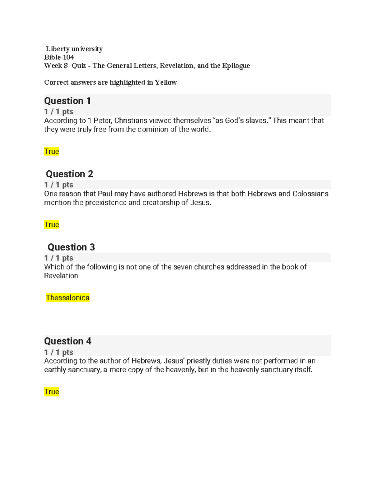 8 Week Quiz - Bible 104: The General Letters, Revelation & Epilogue ...