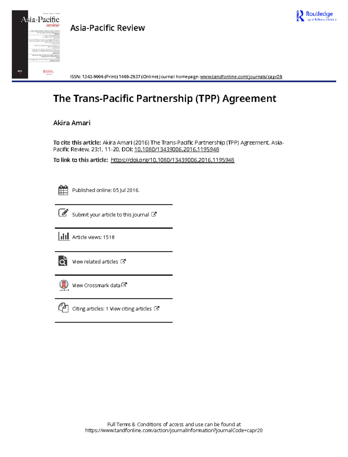The Trans-Pacific Partnership (TPP) Agreement: A Comprehensive Review ...