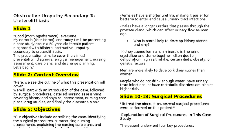 Case Study: Bilateral Obstructive Uropathy & Ureterolithiasis ...
