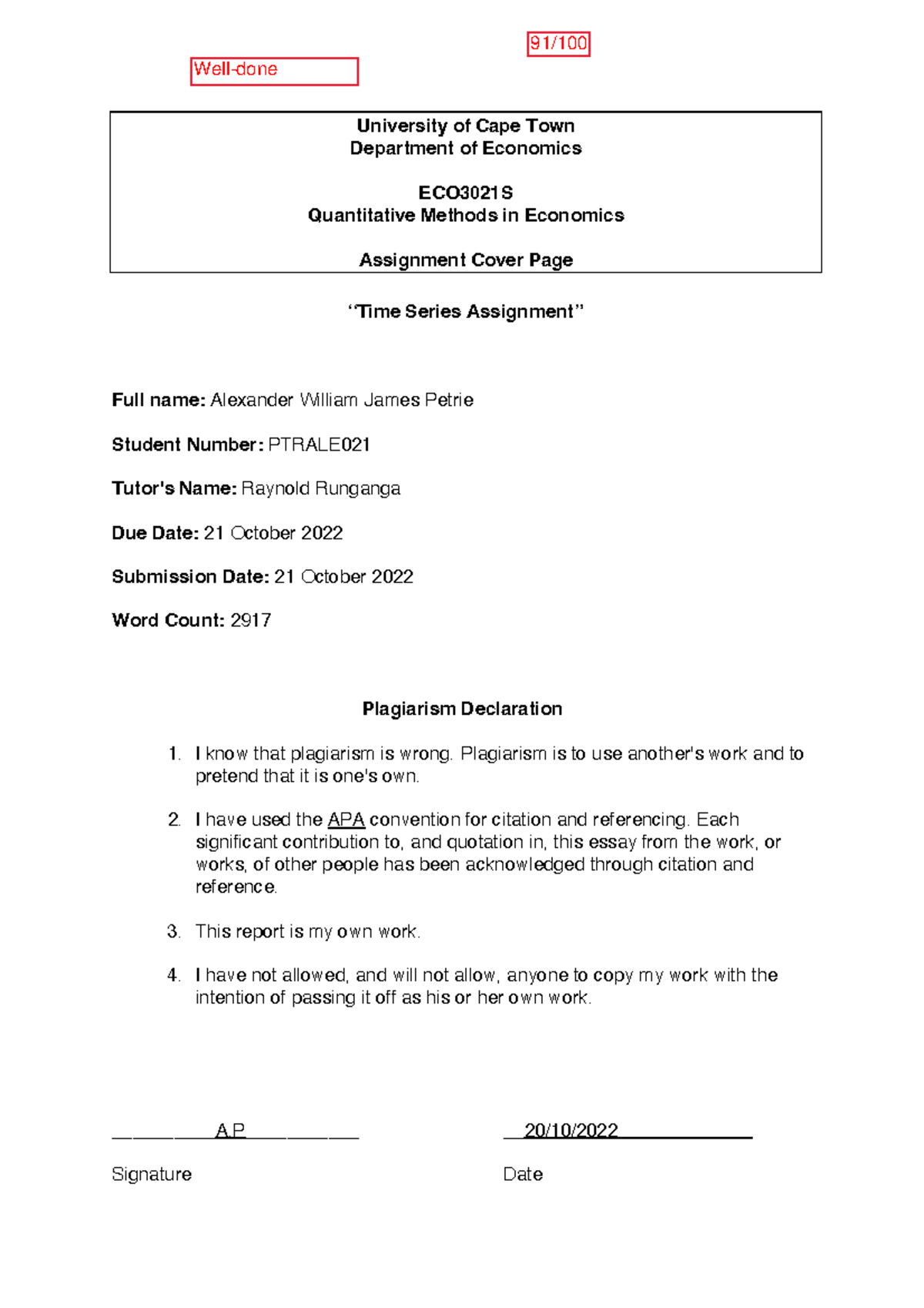 ECO3021S - Time Series Assignment - University of Cape Town Department ...