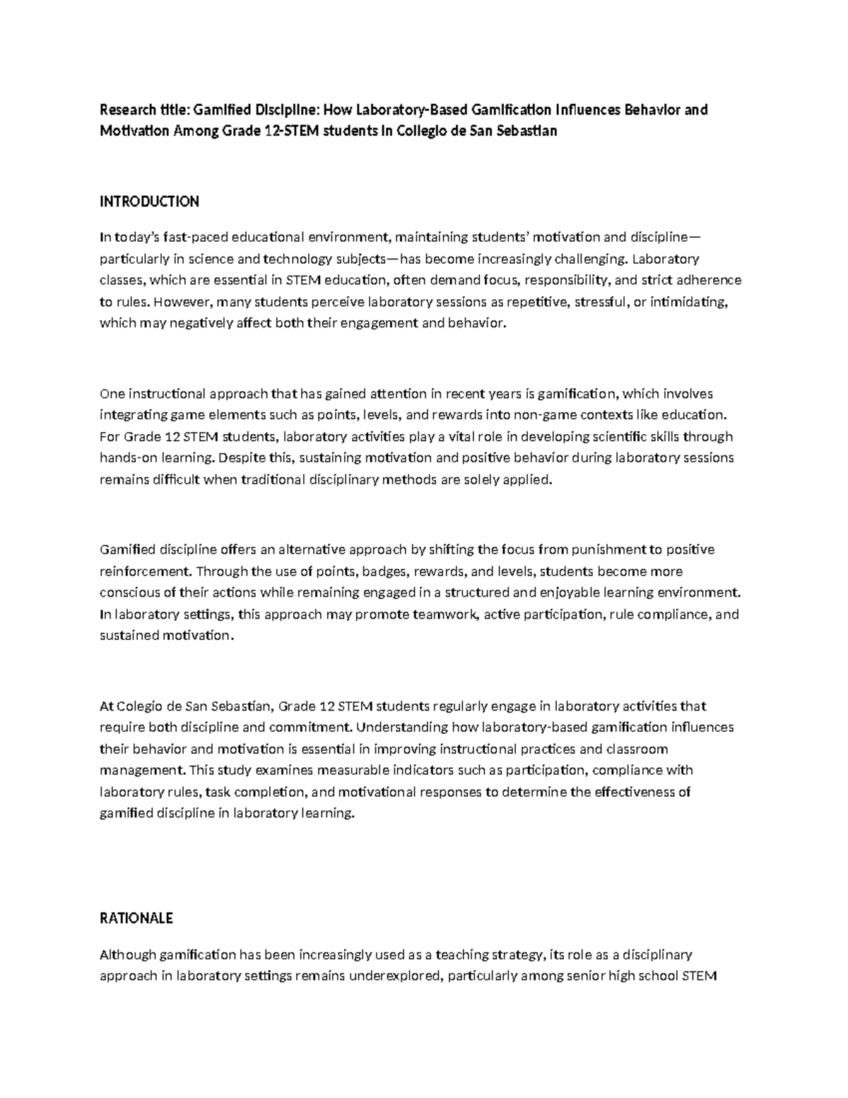 Gamified Discipline in STEM Labs: Behavior & Motivation Study for Grade ...