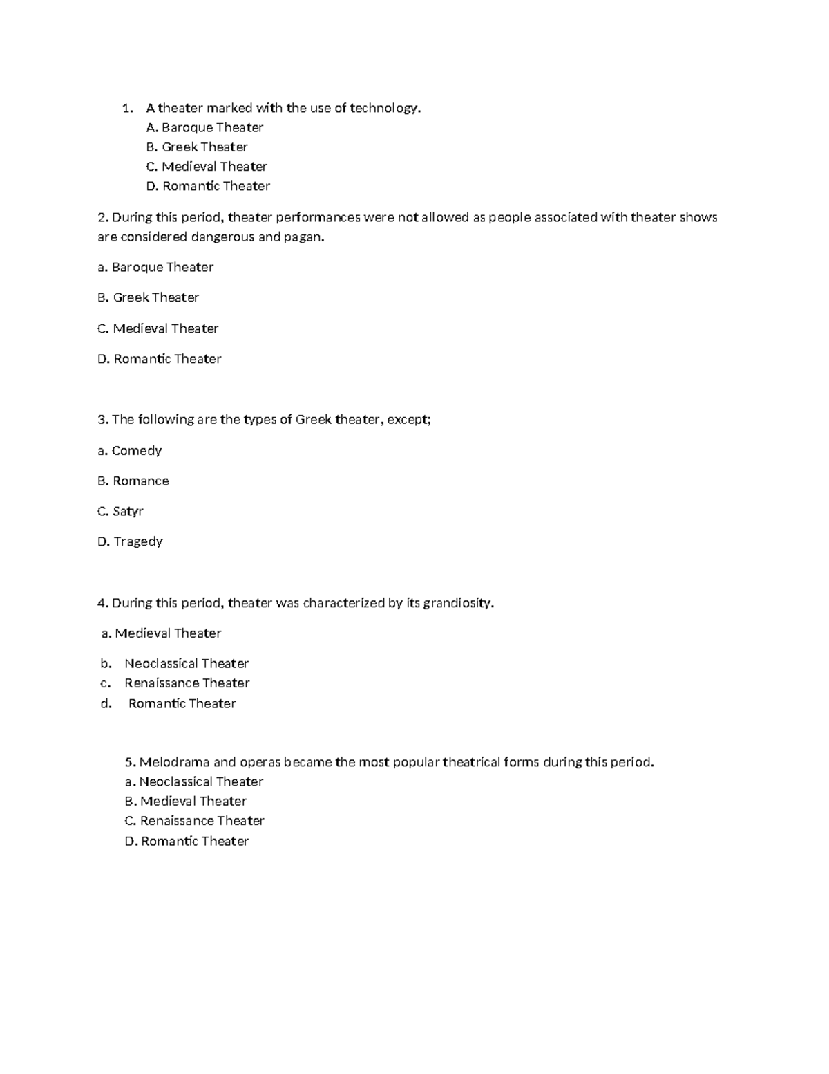 Art Lesson 1: Theater Styles and Technology Answer Key - Studocu