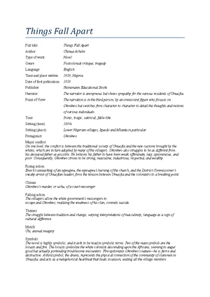 Summary of TFA - summaries of all 25 chapters of THINGS FALL APART a ...