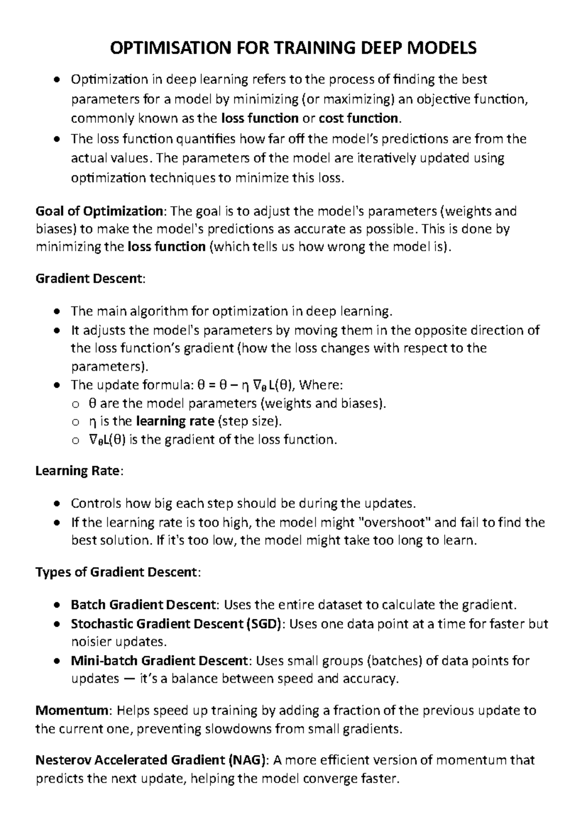 Unit 5 DL - Deep Learning Notes for JNTUH R18 Regulation - OPTIMISATION ...