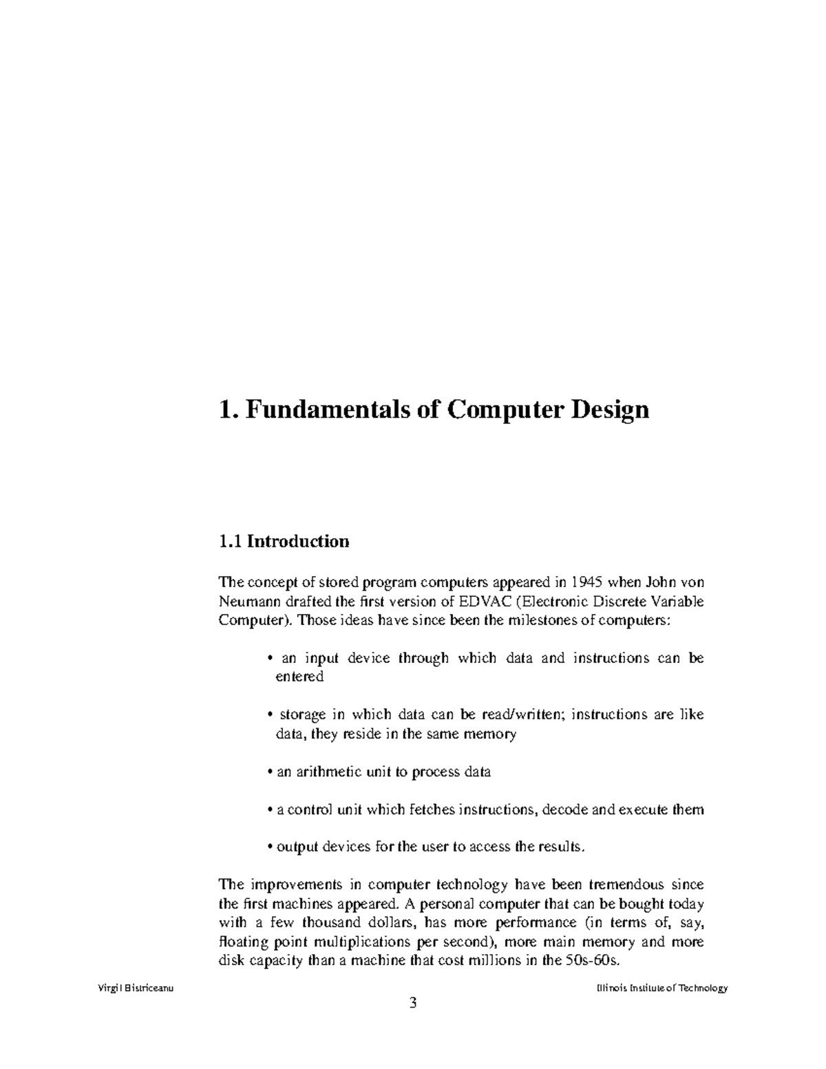 Fundamentals of Computer Design - Virgil Bistriceanu Illinois Institute ...