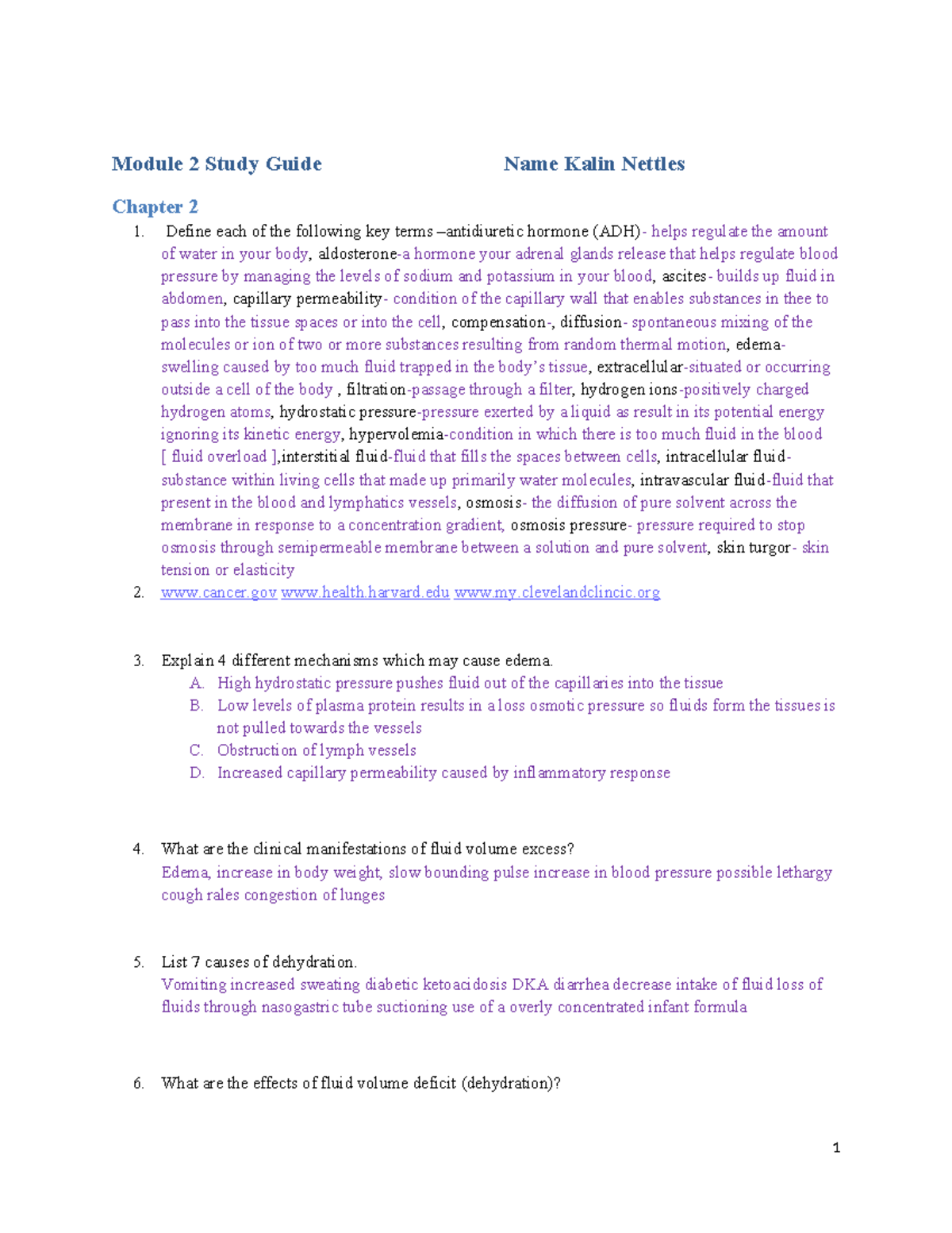 Module 2 Study Guide M22 - harvard my.clevelandclincic Explain 4 different mechanisms which may ...