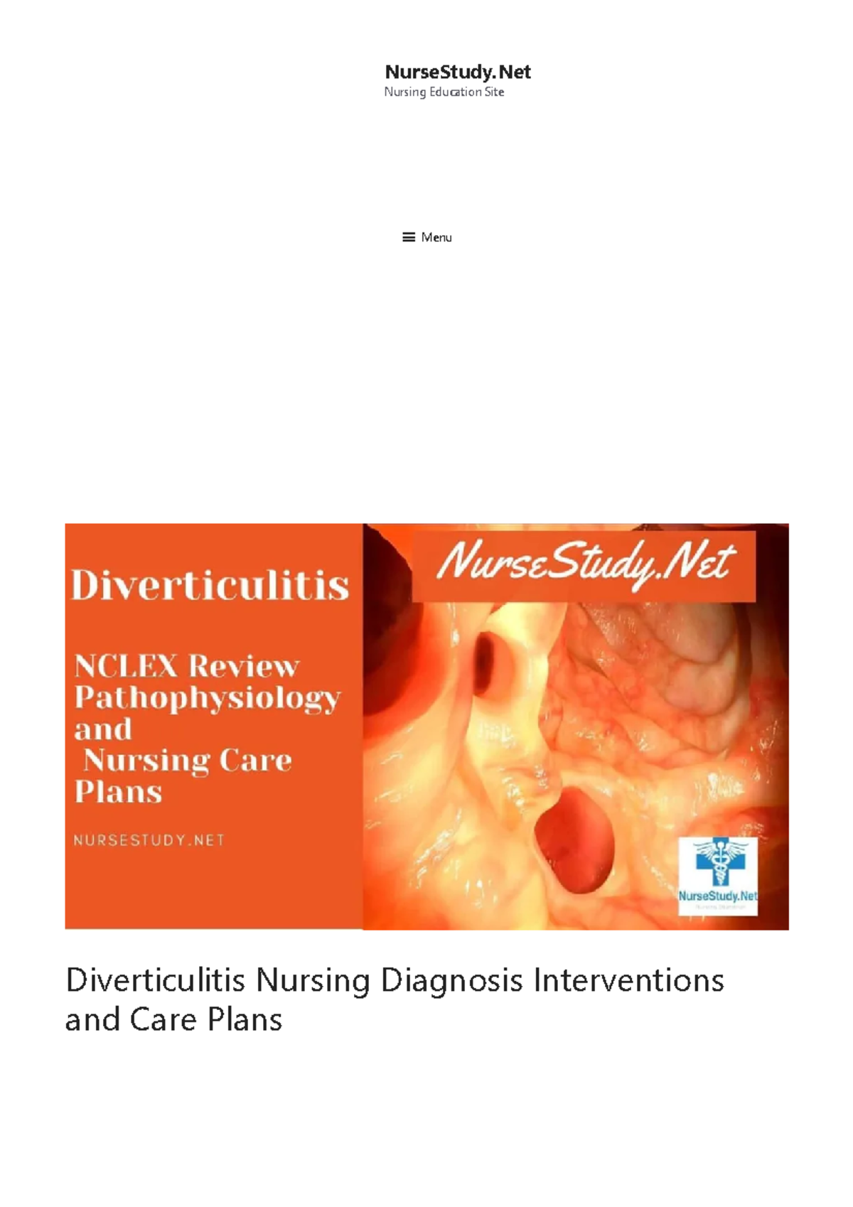 Diverticulitis Nursing Diagnosis and Nursing Care Plans ...