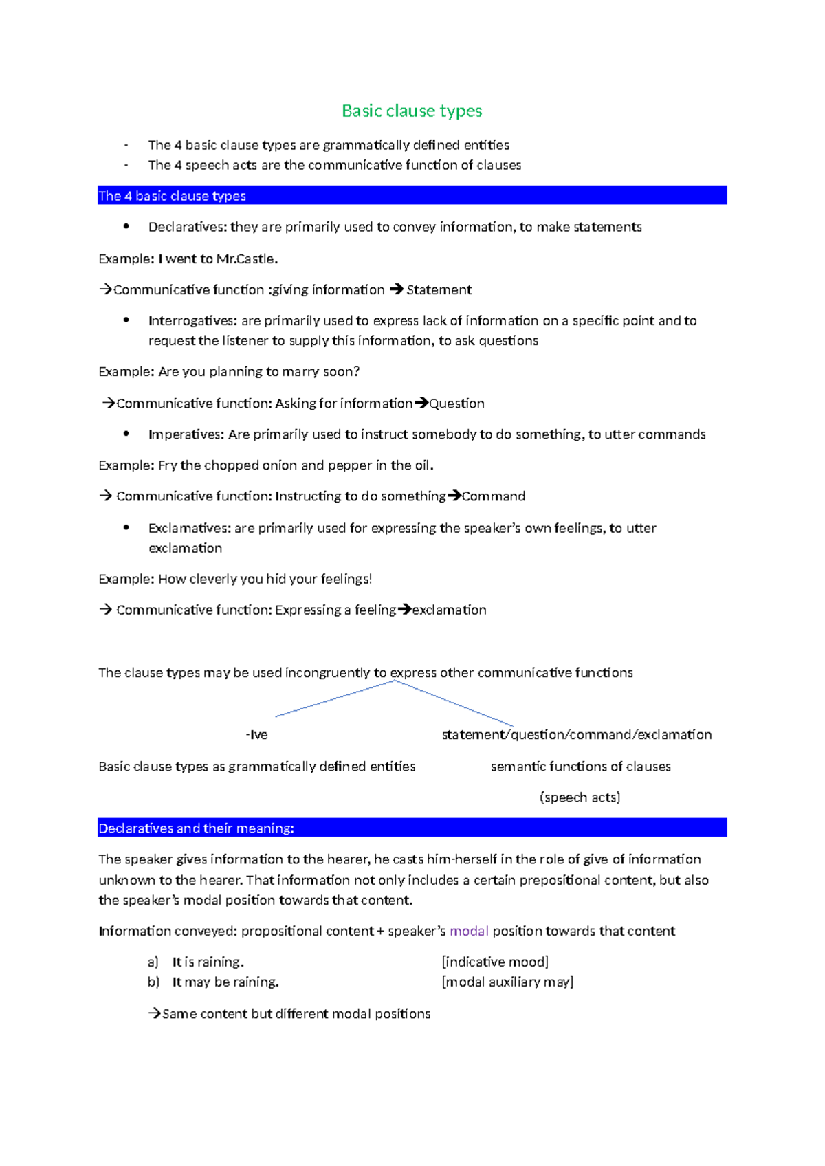 2-Basic Clause Types - Synthèse des Notes de Cours et PowerPoint - Studocu