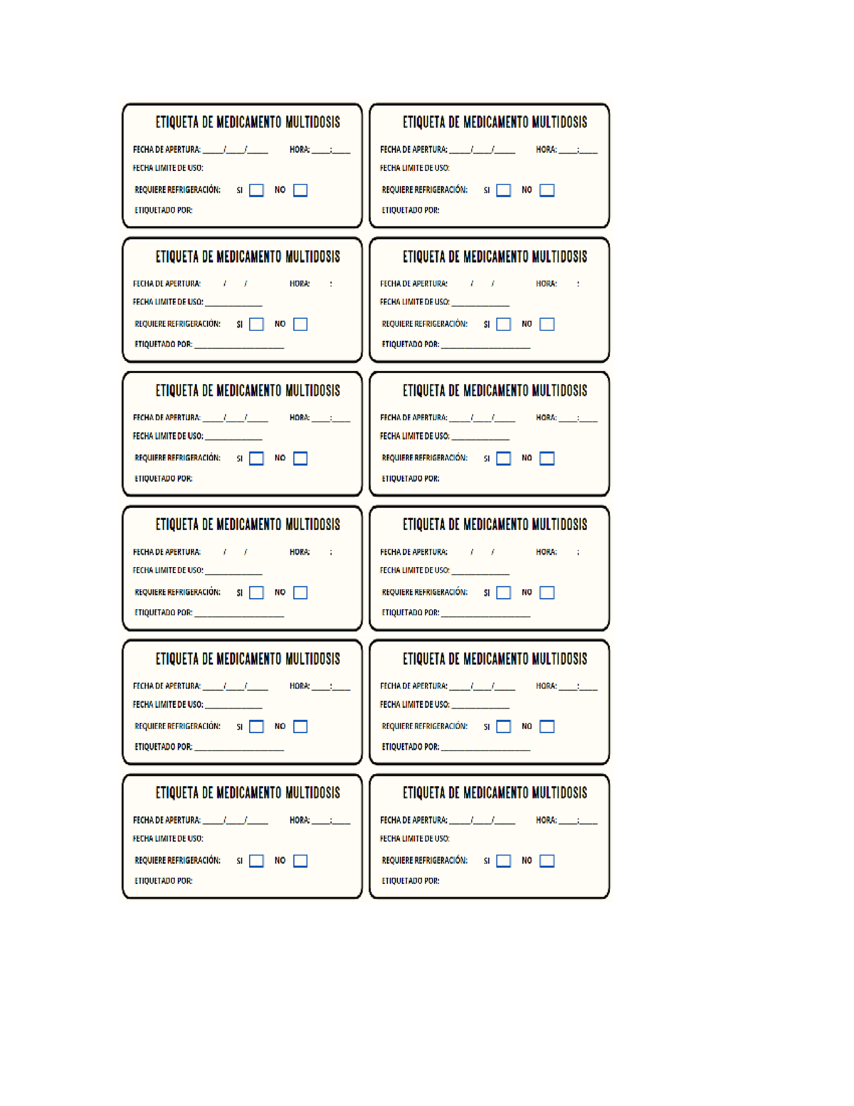Etiqueta Multidosis - ETIQUETA DE MEDICAMENTO MULTIDOSIS ETIQUETA DE ...