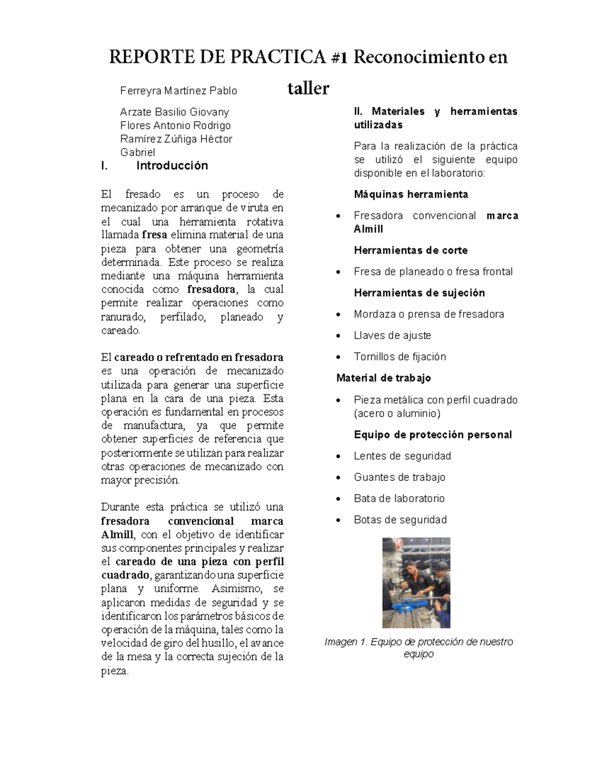 Reporte de Práctica 4: Fresado y Careado en Taller LLERer - Studocu
