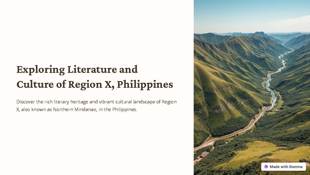 Exploring Region X Philippines: Literature and Cultural Heritage - Studocu