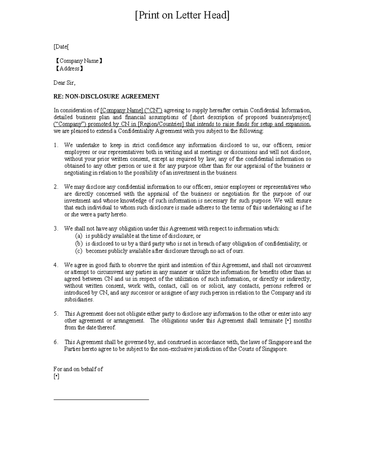 Sample NDA Short Form Template for Confidentiality Agreement - Studocu