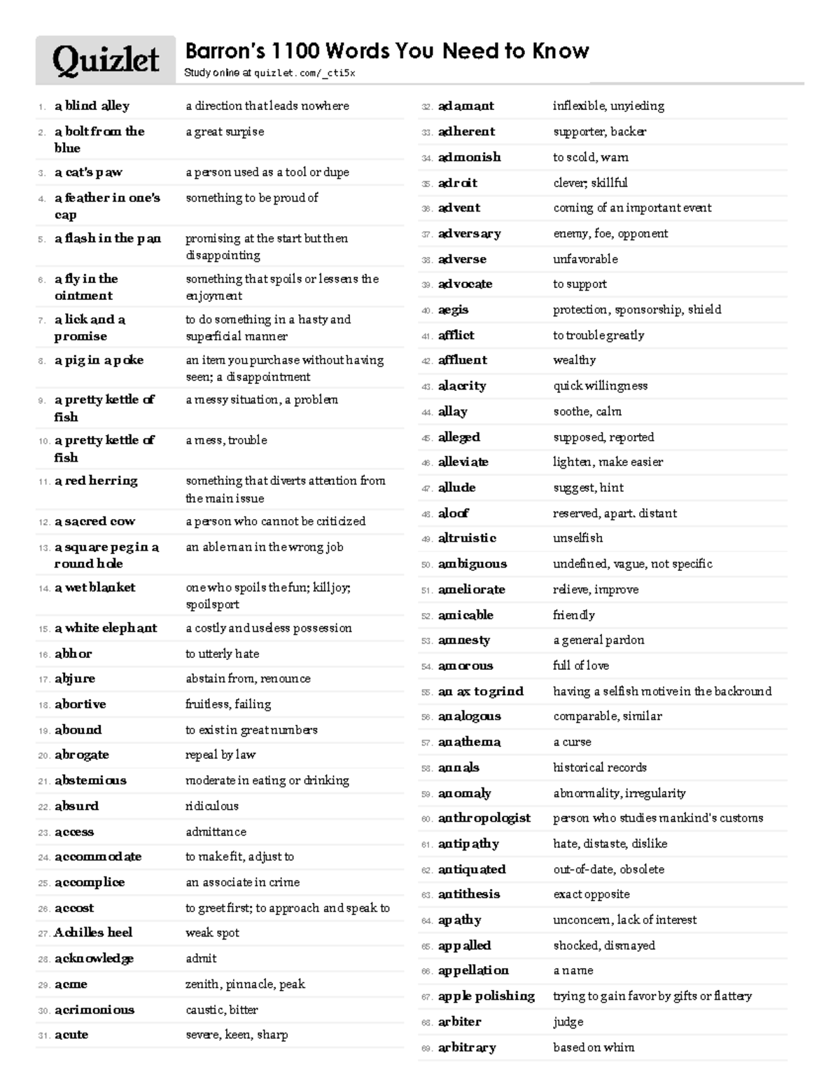 Barron's 1100 Words You Need to Know: Study Guide and Vocabulary List ...