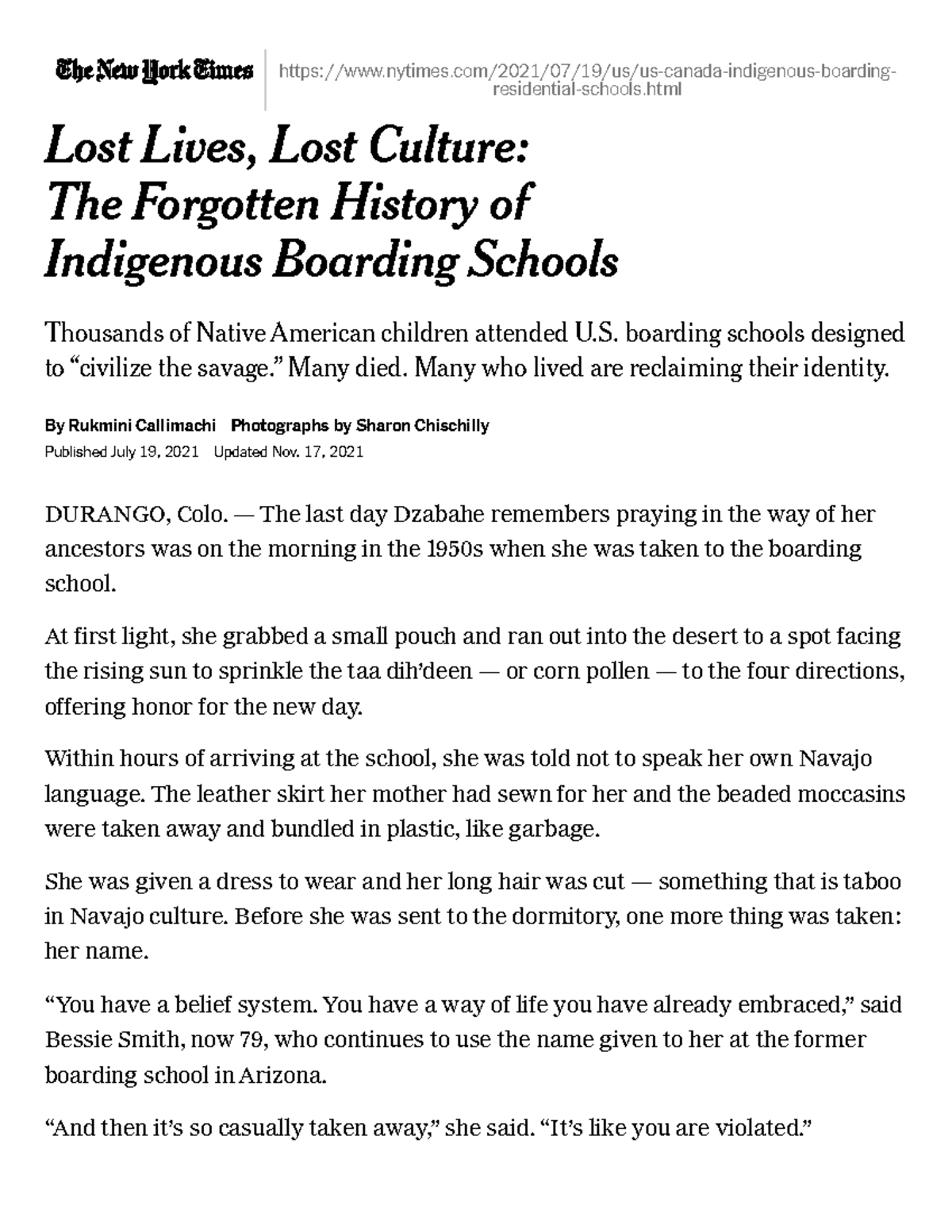 Lost Lives, Lost Culture: The Legacy of Indigenous Boarding Schools ...