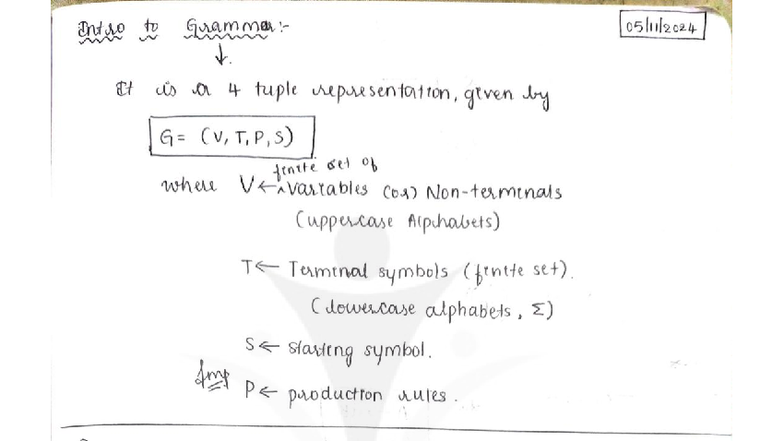 Module 3: CFG and Tuple Representation in Formal Languages - Studocu