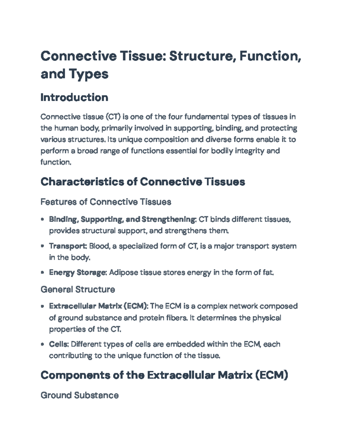 Connective Tissue: Structure, Function, and Types Overview (BIO101 ...