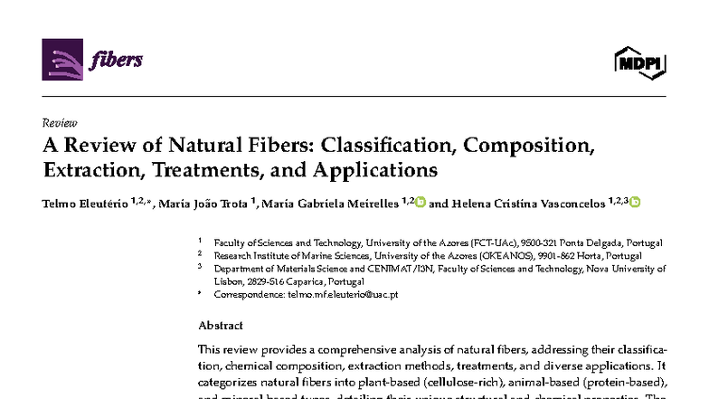 A Comprehensive Review of Natural Fibers: Classification, Extraction ...
