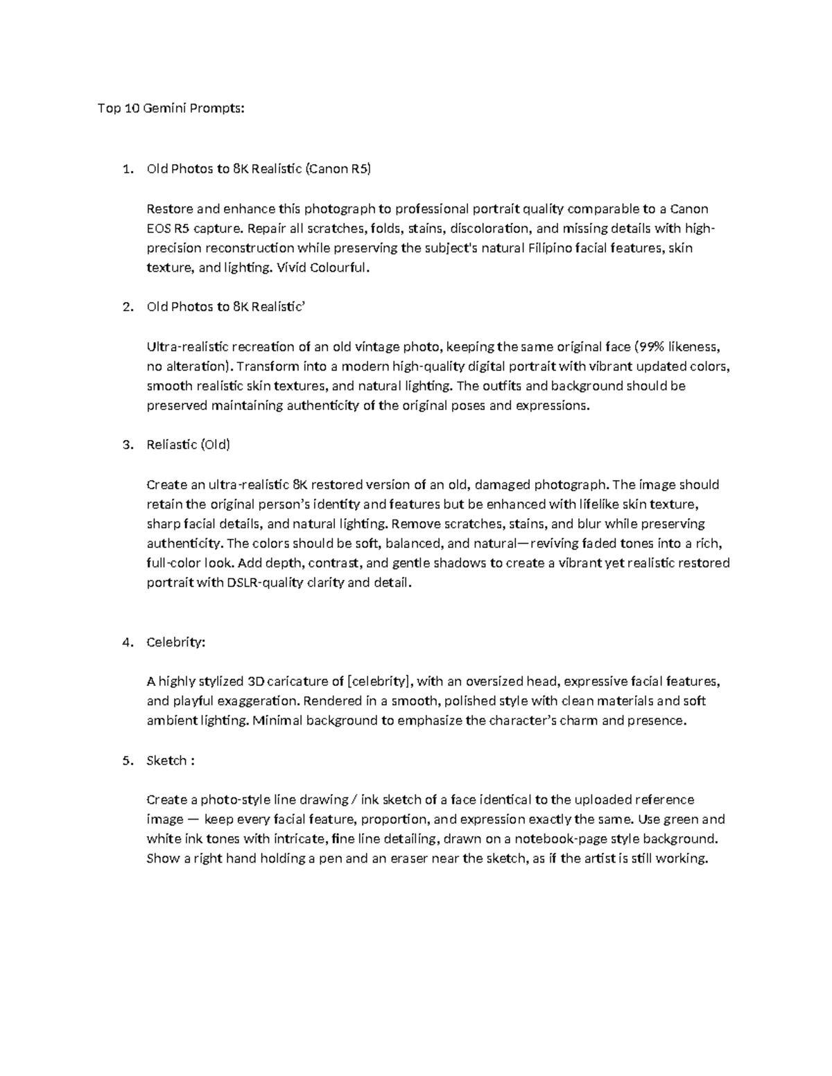 Top 10 Gemini Prompts: Image Restoration Techniques and Guidelines ...