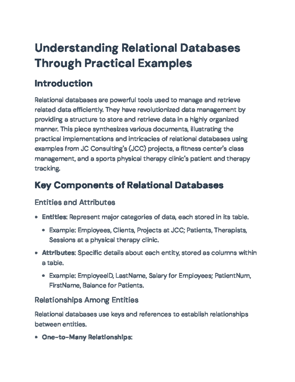 Understanding Relational Databases: Practical Examples and Challenges - Understanding Relational ...
