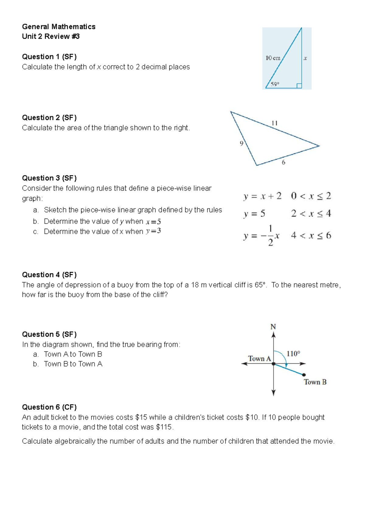 General Mathematics Unit 2 Review #3 (SF) - Key Questions & Solutions ...