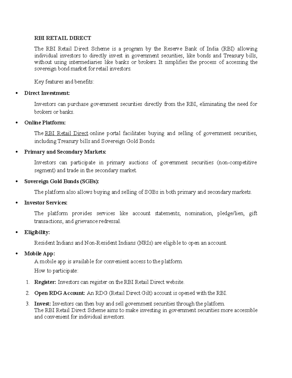 RBI Retail Direct Scheme: A Guide to Direct Investment in Govt ...