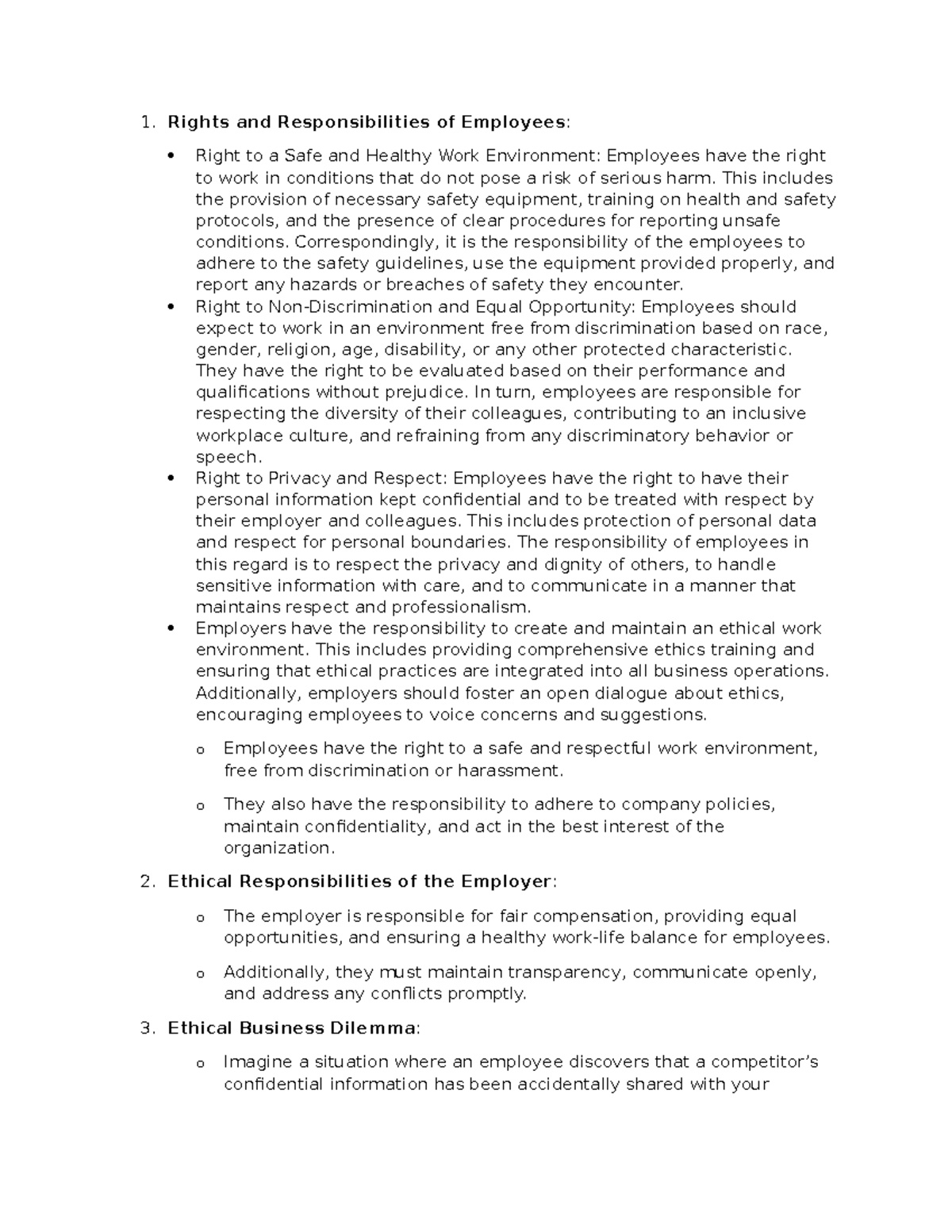 TASK 2 Passed First Attempt C717 Business Ethics WGU - 1. Rights and ...