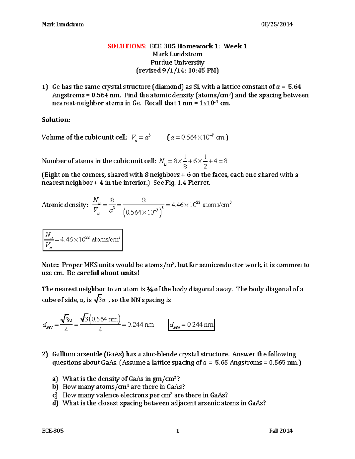 ECE 305 Week 1 Homework Solutions - Studocu