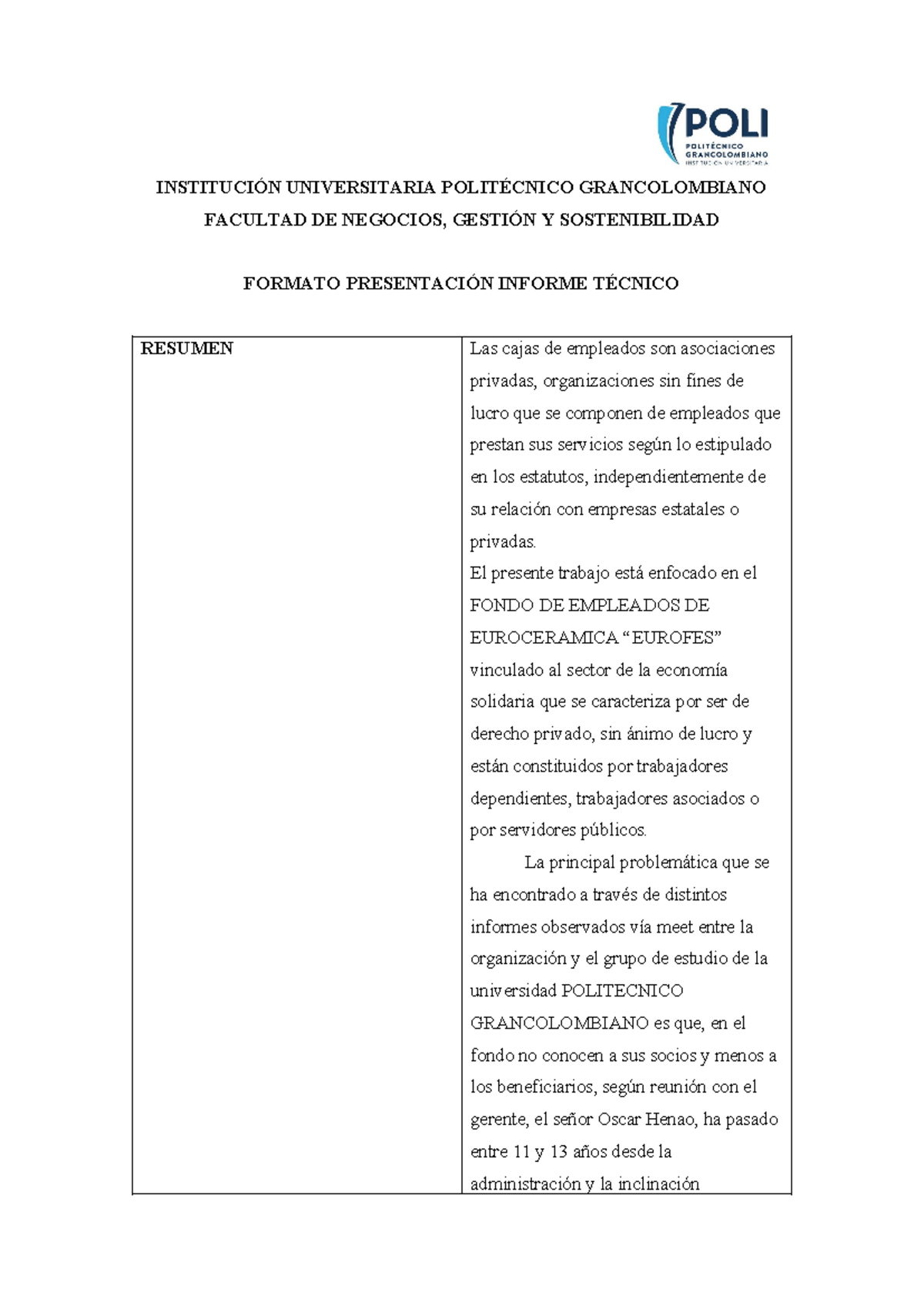 Informe Técnico de Análisis de Prácticas - UYYUI EUROFES - Studocu