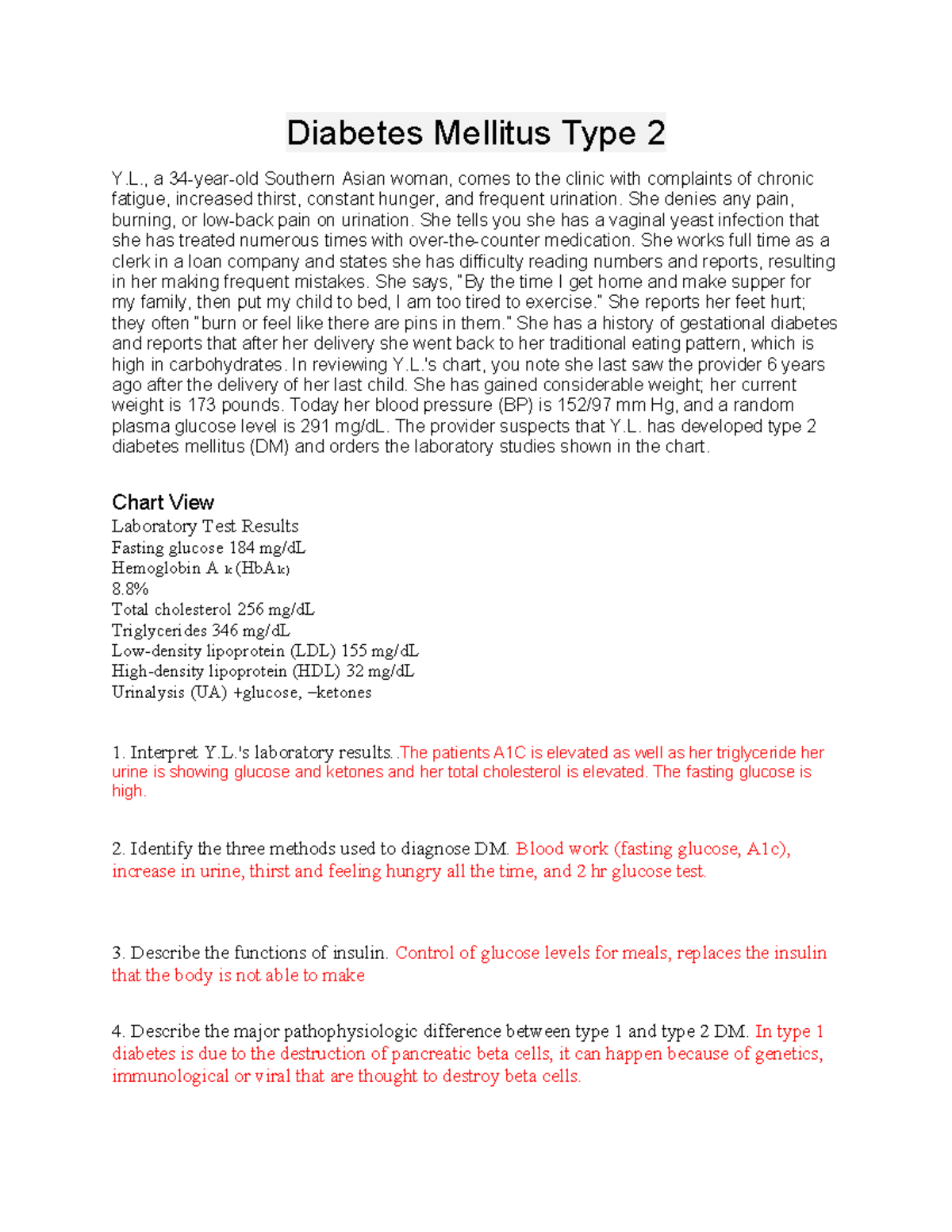 Type 2 Diabetes Case Study: Clinical Presentation and Management ...