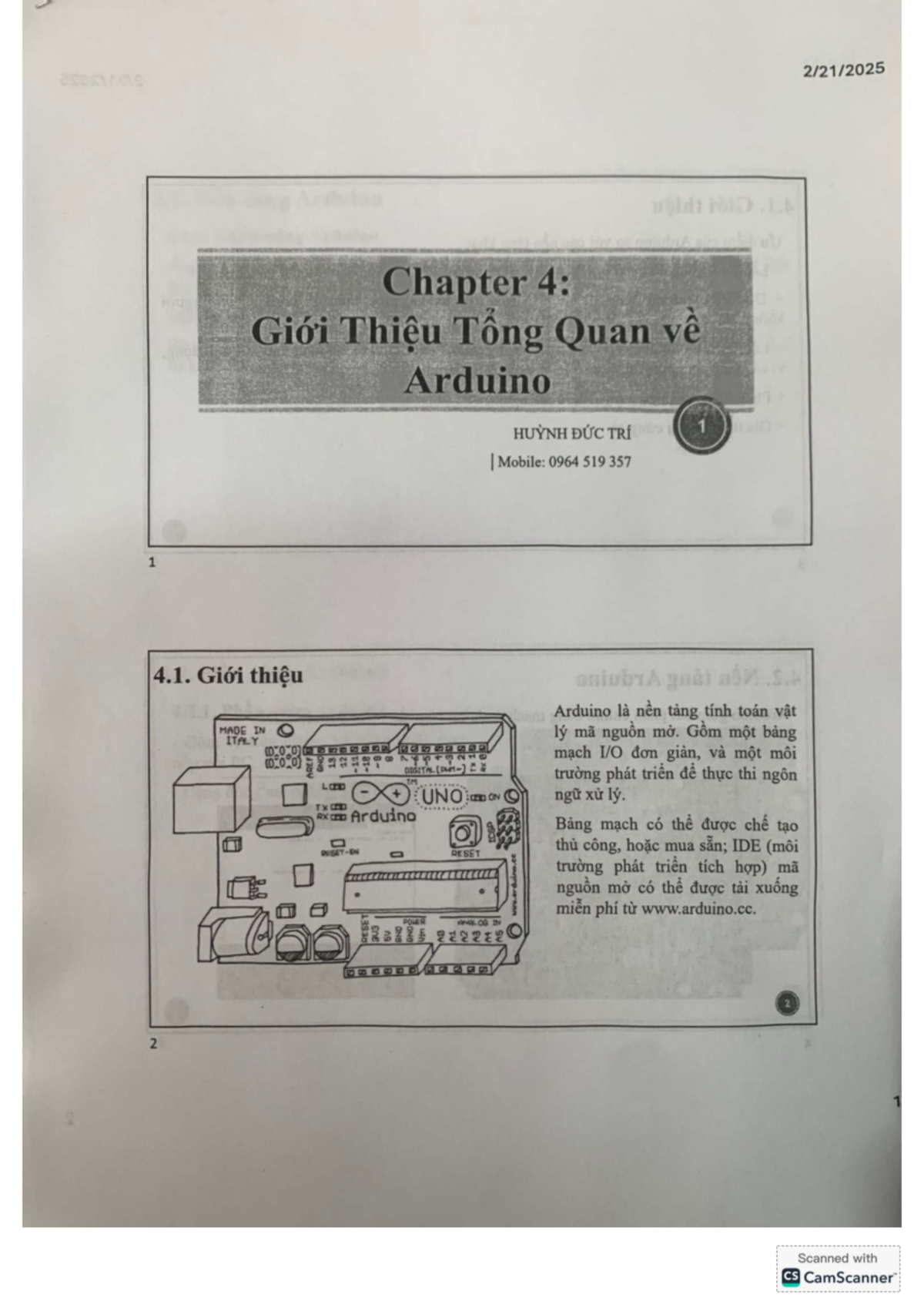 Chương 4: Giới Thiệu Tổng Quan Về Arduino (HUYNH DUC TRI 1) - Studocu
