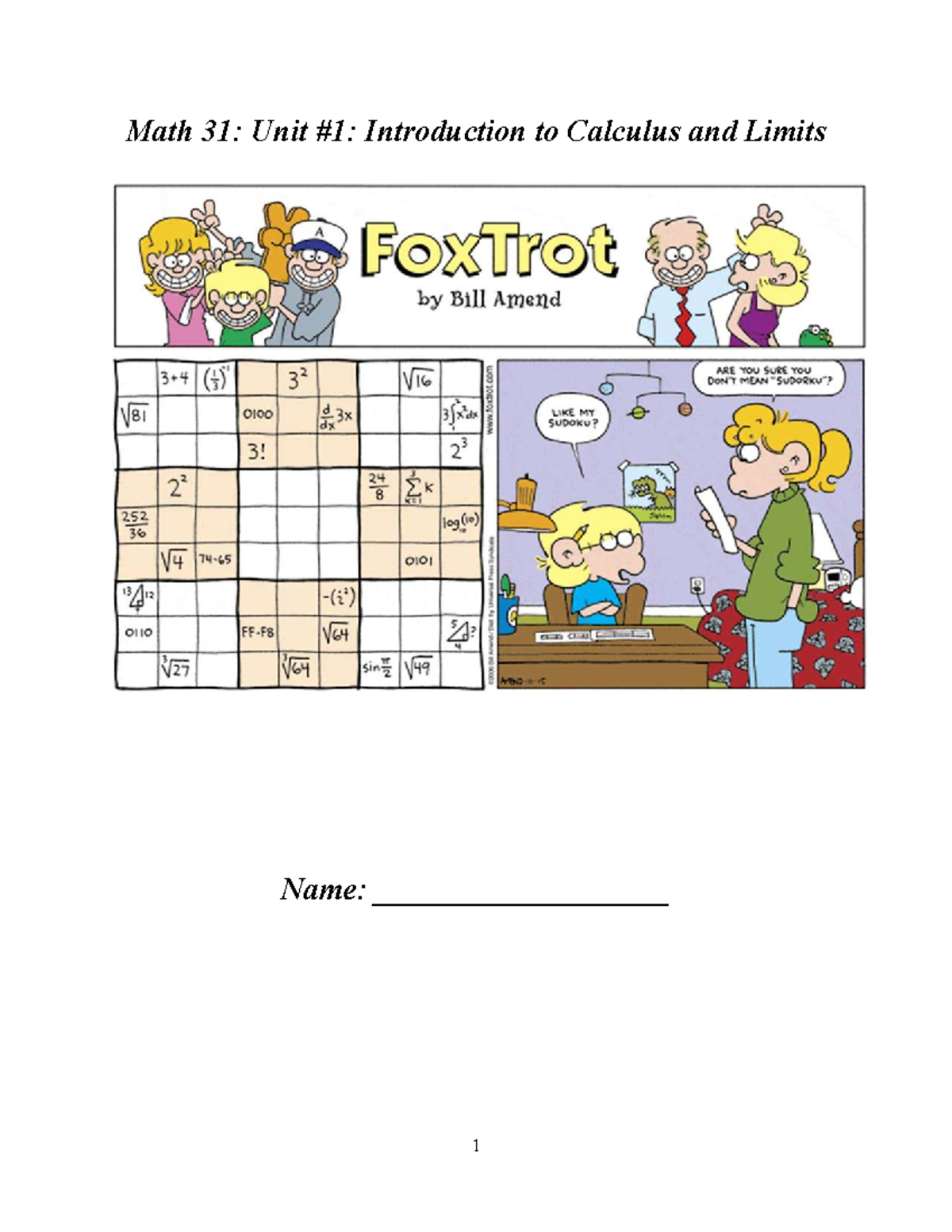Math 31: Unit 1 - Introduction to Calculus & Limits Notes 2025 - Studocu