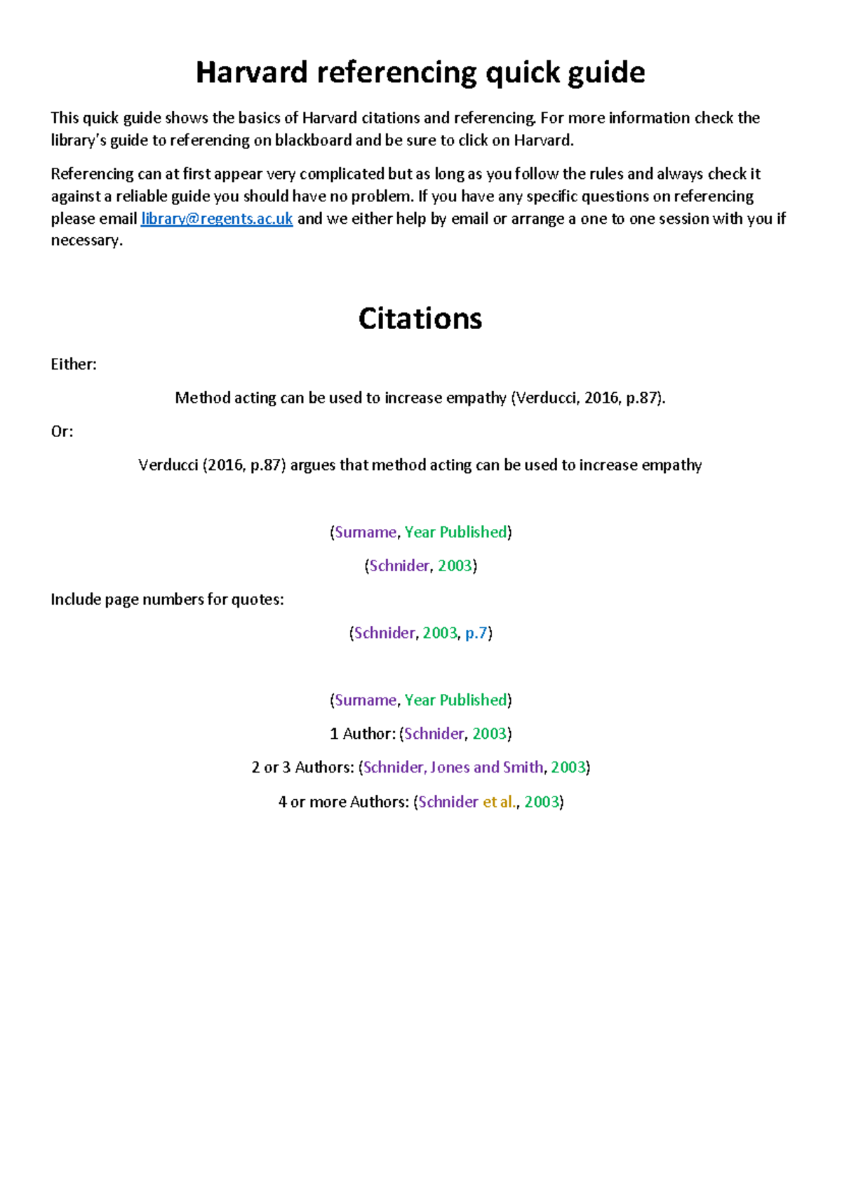 Harvard Referencing Quick Guide JC: Basics & Tips - Studocu