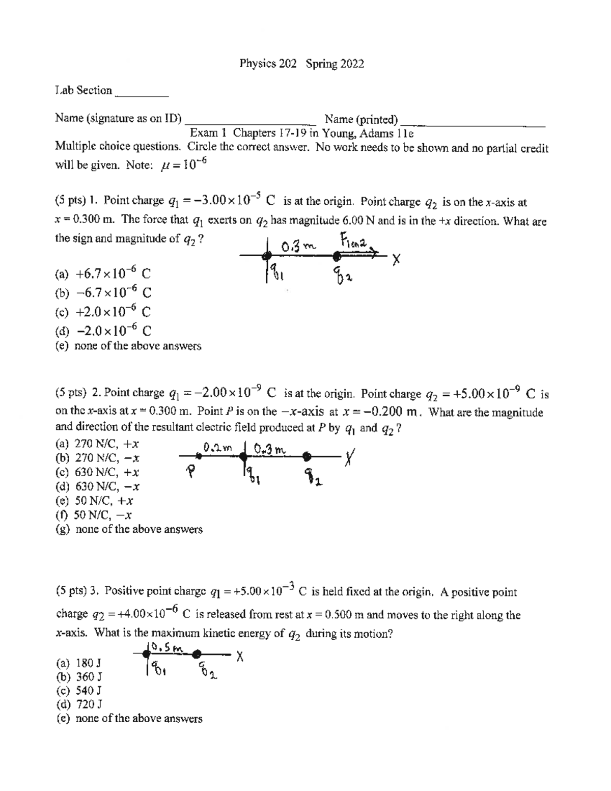 Physics 202 Spring 2022 Exam 1 Review: Key Concepts & Summary - Studocu