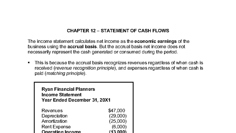 CHAPTER 12 - STATEMENT OF CASH FLOWS NOTES - Studocu