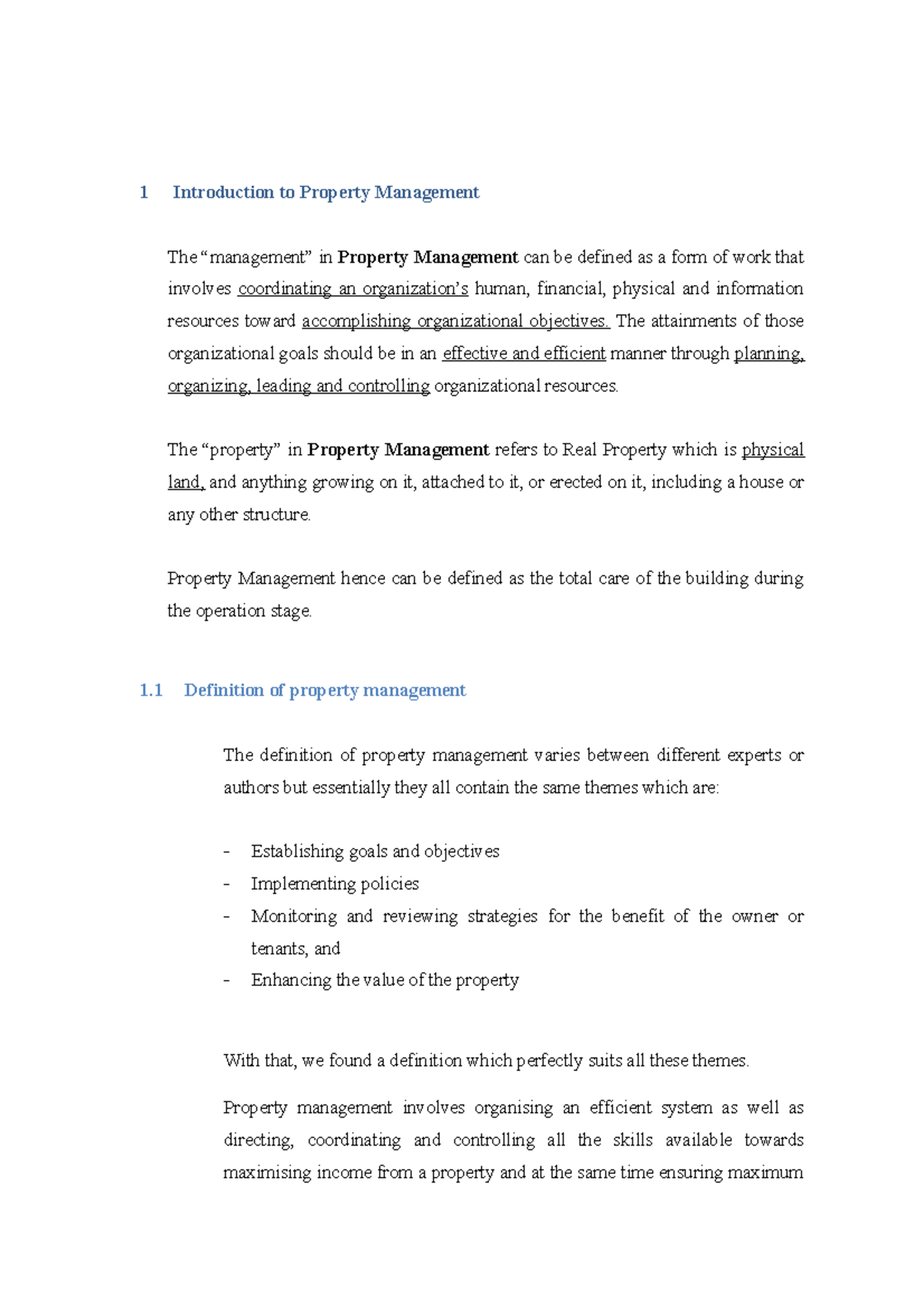 Strategy OF Property Management docx - 1 Introduction to Property ...